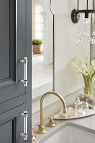 Amerock | Cabinet Pull | Clear/Polished Nickel | 3-3/4 inch (96 mm) Center to Center | Glacio | 1 Pack | Drawer Pull | Drawer Handle | Cabinet Hardware