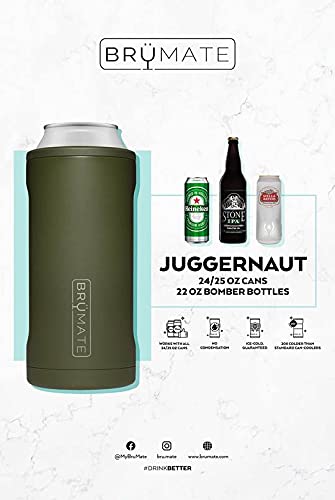 BrüMate Hopsulator Juggernaut Can Cooler Insulated for 24oz  / 25oz Cans | Can Coozie Insulated Stainless Steel Drink Holder for Beer, Tea, and Energy Drinks (Matte Gray)