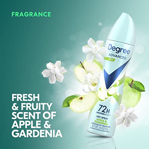 Degree Antiperspirant Spray Deodorant for Women Apple & Gardenia 72-Hour Protection, 3.8 Ounce (Pack of 3)