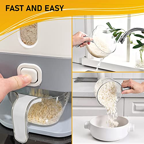 20 Lbs Rice Dispenser, Large Dry Food Container With Lid, Rice Storage Container With Measuring Cylinder, Cereal Dispenser Moisture Proof Household Food Dispenser Bucket, Kitchen Orgainzation Pantry Strore for Dry Food