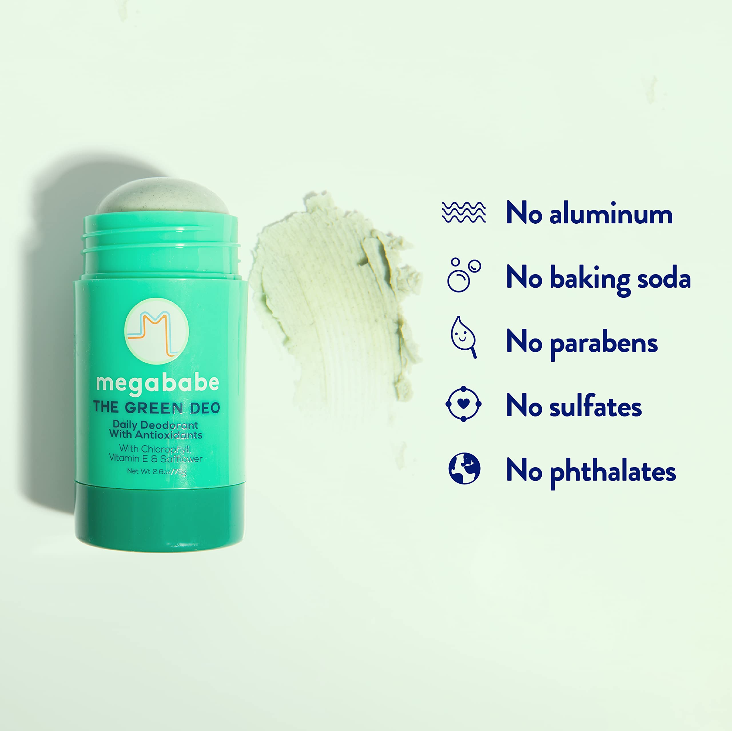 Megababe Daily Deodorant - The Green Deo with Anti-Antioxidants | Aluminum-Free, Solid, All Natural | Geranium & Lemon | Free from Parabens, Sulfates & Phthalates | 2.6 oz