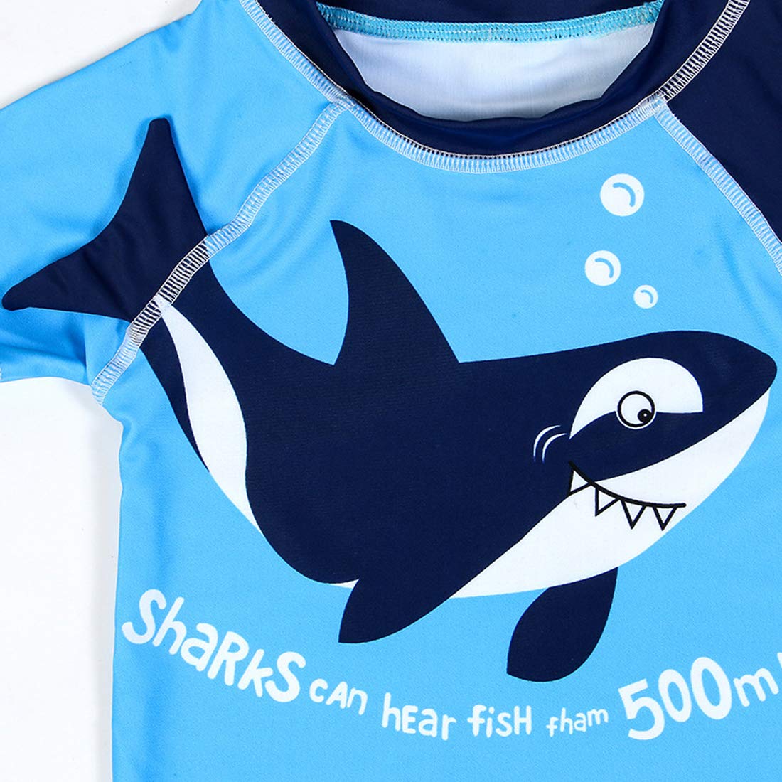 Baby Toddler Boys Two Pieces Swimsuit Set Shark Bathing Suit Rash Guards Swimwear with Hat UPF 50+ (3D Blue Shark, 18-24Months)
