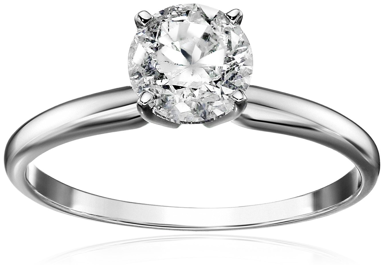 14k Round Solitaire White Gold Engagement Ring (1/2cttw, H-I Color, I3 Clarity), Size 8