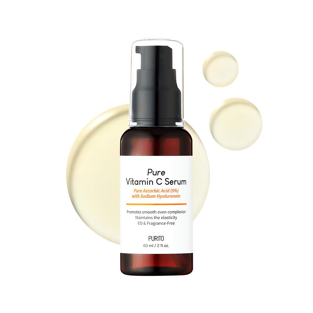 PURITO Pure Vitamin C Serum 60ml / 2.0 fl.oz., Natural Ingredients Serum, Vitamin C, Vegan & Cruelty Free, Hypoallergenic, Calming, Fragrance-free, Korean Skin Care