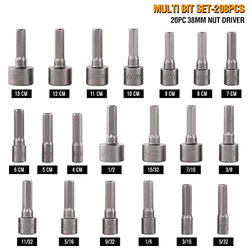 208 Piece Screwdriver Bit Set Security Bit Chrome Vanadium Steel Professional Ended Screw Tools Box by WULFPOWERPRO