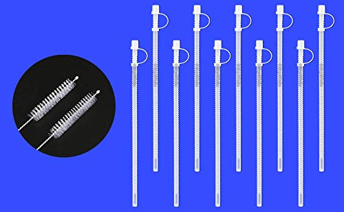 13" Flexible Straws for Jumbo Mugs (10) with 2 Straw Cleaning Brushes