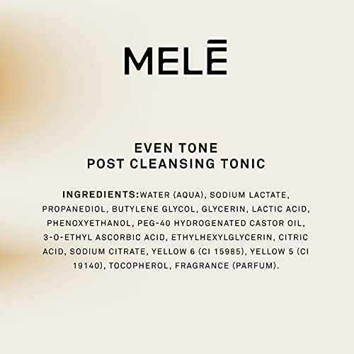 Mele Post Cleanse Tonic Gently Exfoliates to Remove Impurities, Fade Dark Spots, and Help Correct Signs of Aging Even Tone With Lactic Acid and Vitamin C 5 oz