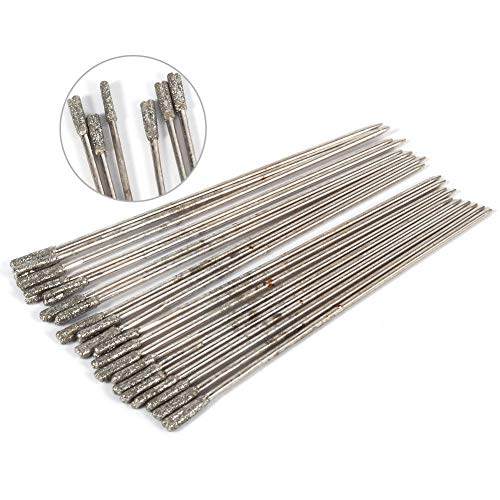 20PCS 1mm Diamond Drill Bits Coated Lapidary Solid Bits Needle for Jewelry Necklaces Earrings Pendants Bracelets Agate