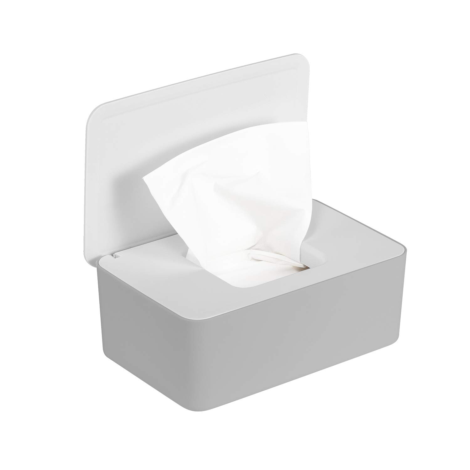 Baby Wipes Dispenser, Baby Wipes Holder with Weighted Plate- Grey