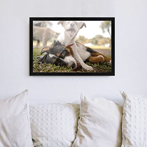 36x14 Frame Black Real Wood Picture Frame Width 0.75 Inches | Interior Frame Depth 0.5 Inches | Gun Metal Traditional Photo Frame Complete with UV Acrylic, Foam Board Backing & Hanging Hardware