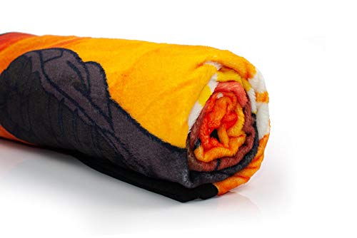 JUST FUNKY Naruto with Kanji Symbols Large Anime Fleece Throw Blanket | Official Naruto Throw Blanket | Collectible Anime Throw Blanket | Measures 60 x 45 Inches