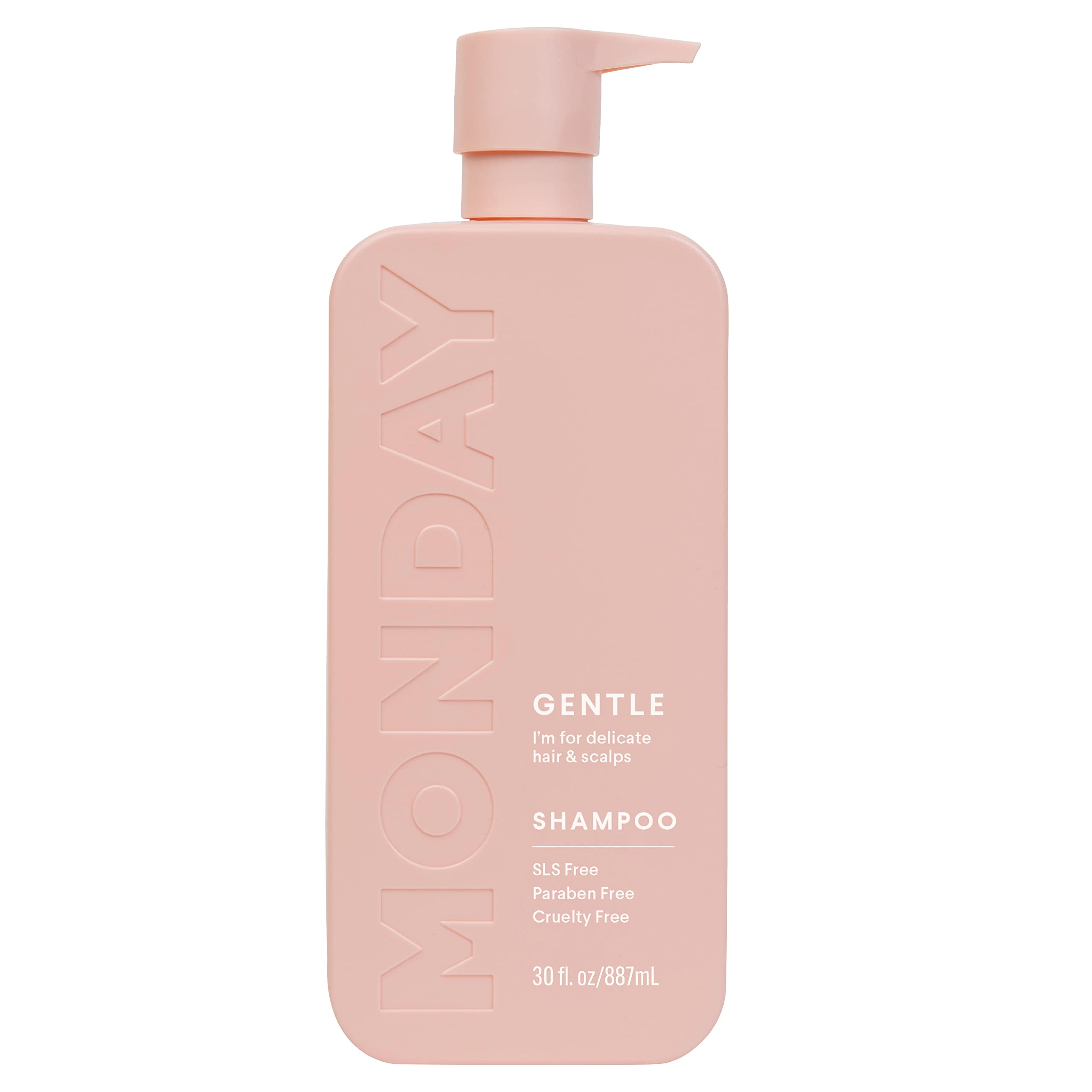 MONDAY HAIRCARE Gentle Shampoo (Amazon Exclusive) 30oz for Normal to Delicate Hair Types, Made from Coconut Oil, Rice Protein, & Vitamin E, 100% Recyclable Bottles