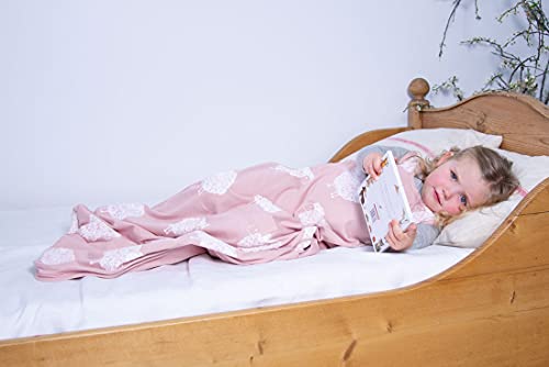 Merino Kids Baby Sleep Bag Standard Weight for Babies 0-2 Years, Sheep Print - Misty Rose