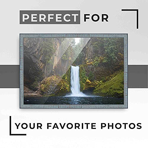 36x24 Frame Blue Scuffed Farm Board Solid Wood Picture Frame Width 0.75 Inches | Interior Frame Depth 0.5 Inches | Kingsley Blue Distressed Photo Frame Complete with UV Acrylic, Foam Board Backing &