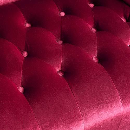 Contemporary Home Living 50.25" Wine Red and Brown Traditional Button Tufted Winged Loveseat