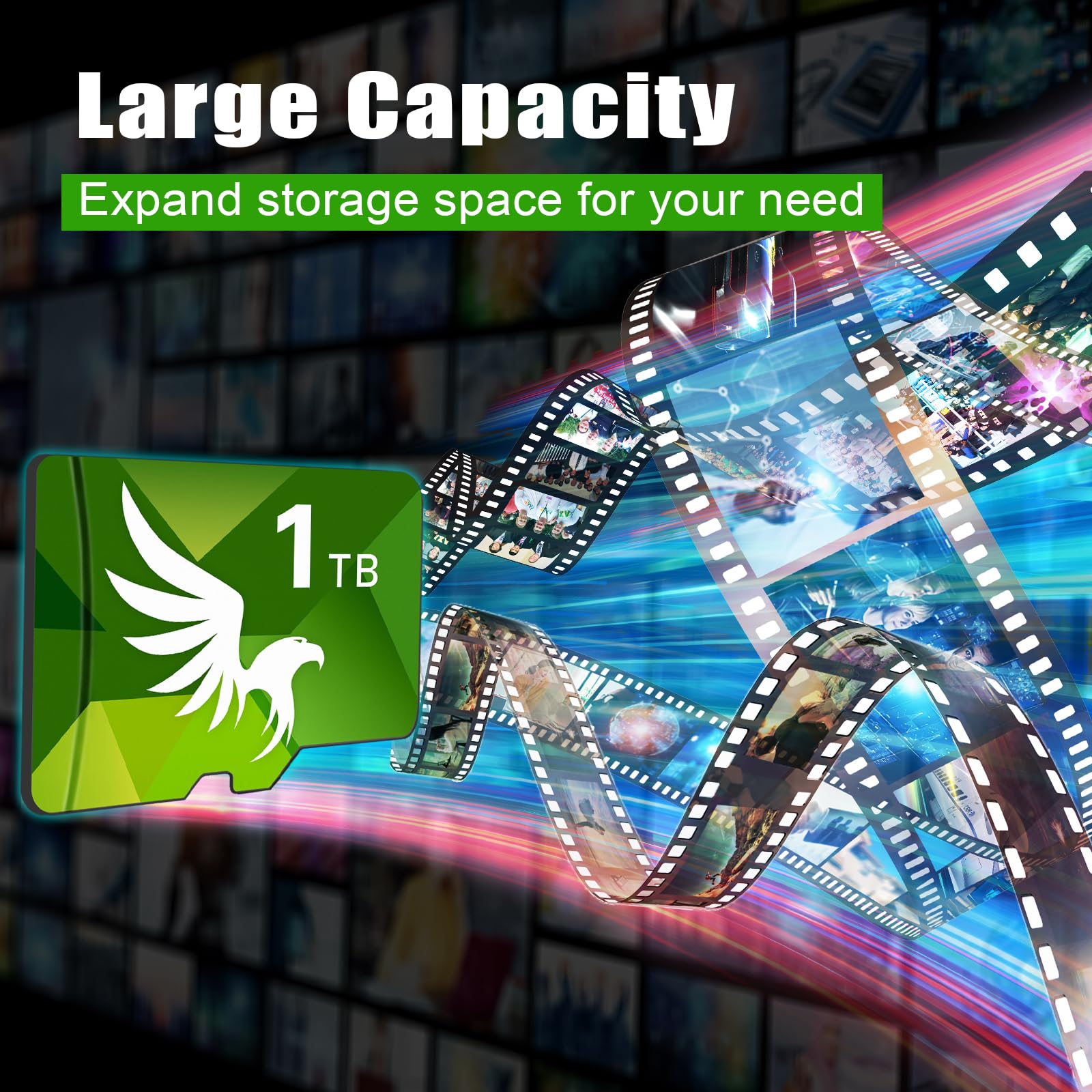 1TB Memory Card, GOLTTY High Speed TF Card, Ultra UHS-I Memory Card, C10, U3, Full HD, A1, Expanded Storage for Android Smartphones, Tablets