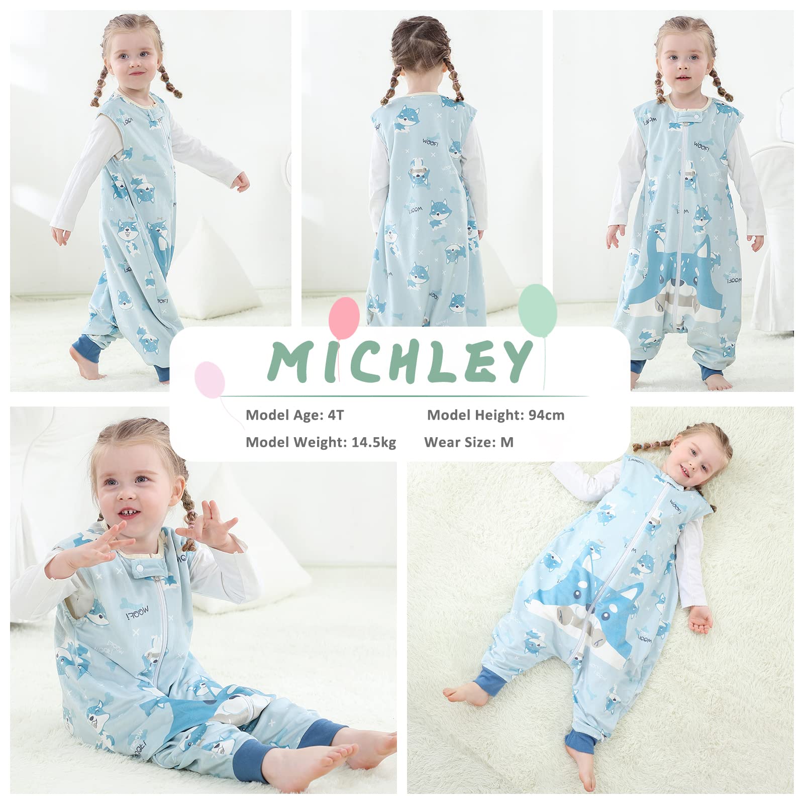 MICHLEY Unisex Baby Wearable Blanket Autumn Winter Toddler Sleeveless Sleeping Bag with Feet,Huanxiong,3-5T