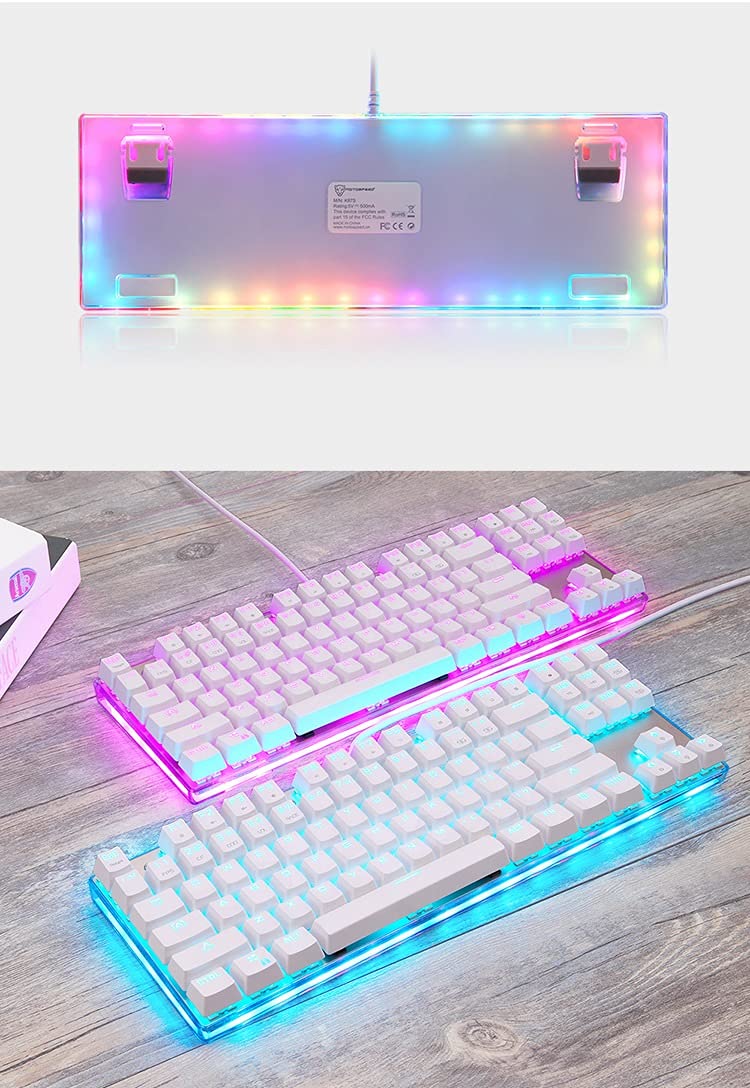 QHH Mechanical Gaming Keyboard RGB LED Rainbow Backlit Wired Keyboard with Red Switches for PC/Gamer, Typist