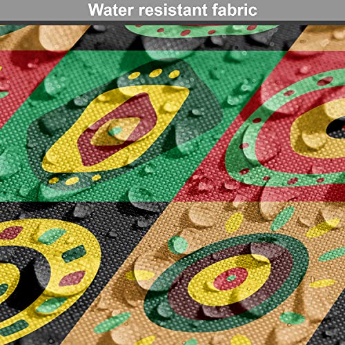 Ambesonne African Fabric by The Yard, Abstract Design with Trippy Shapes Culture Hieroglyph Print, Decorative Fabric for Upholstery and Home Accents, 1 Yard, Red Green
