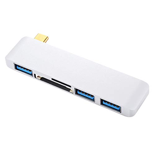 PANUSBGHUB 5 in 1 Multi-Function Aluminium Alloy 5Gbps Transfer Rate USB-C/Type-C HUB Adapter with 3 USB 3.0 Ports & SD Card Slot & TF Card Slot for MacBook 2015/2016 / 2017(Grey)