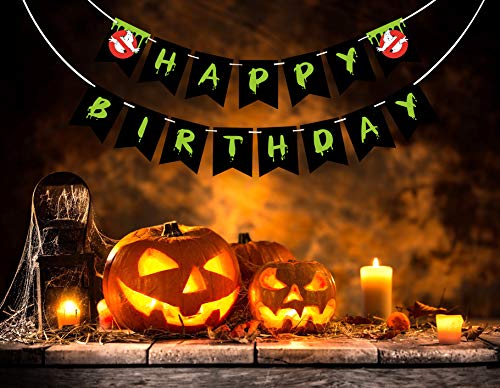 Ghost Busters Inspired Happy Birthday Banner, HorrorĀ Theme Bday Party Sign, Ghostbusters Halloween Bunting Decoration