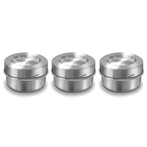 LEADUP 18/8 Stainless Steel Leakproof Dips Condiment Containers(1.5 oz),Set of 3,Salad Dressing/Sauces/Snacks Food Storage Containers for Lunch Box Picnic Travel Durable Eco Friendly Reusable