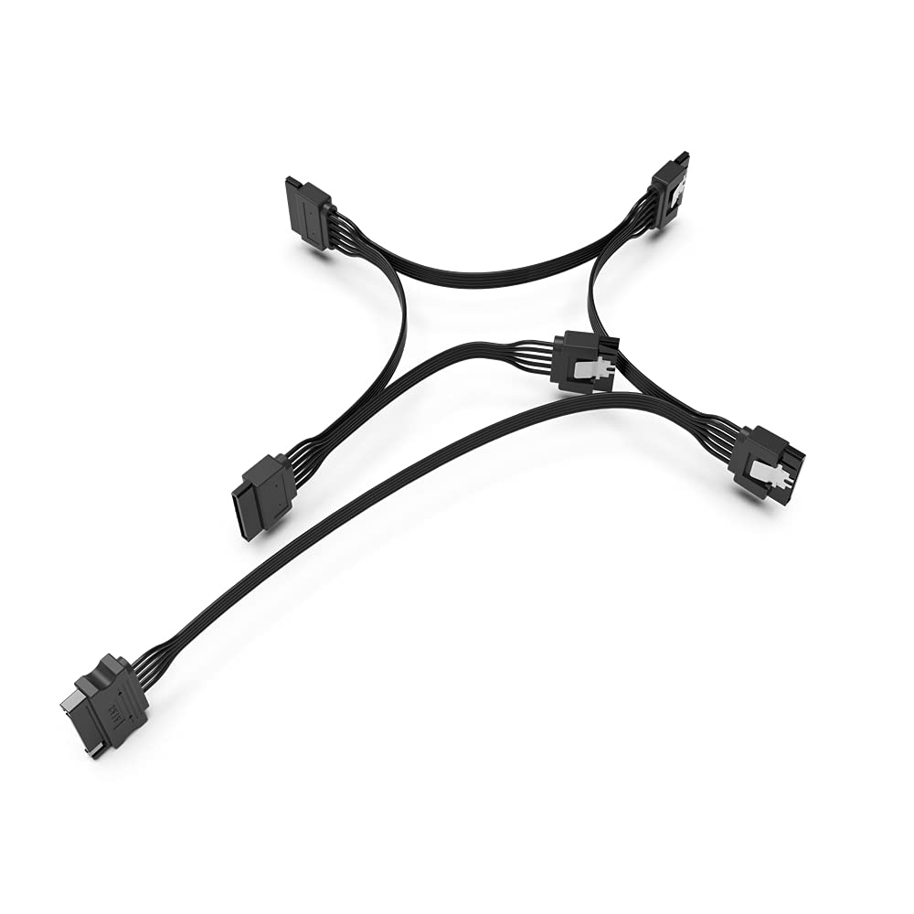 QIVYNSRY SATA Power Splitter Cable Straight SATA 15 Pin Male to 5 Female Power Splitter Extension Cable Serial ATA Power Cable Splitter Hard Drive Power Cable (50cm+10cm+10cm+10cm+10cm)