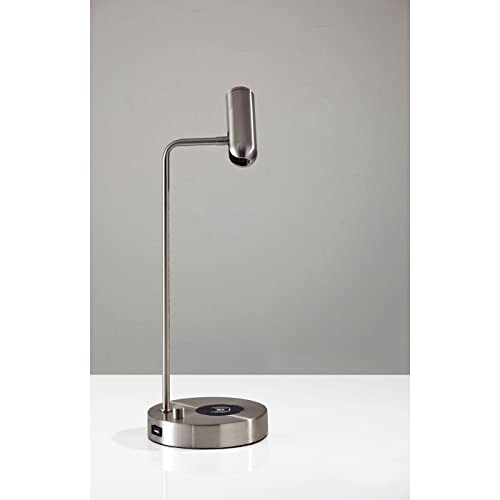 Adesso 3162-22 Kaye LED Desk Lamp Wireless Charging, 7W LED, 5W QI, USB Port, Indoor Lighting Lamps