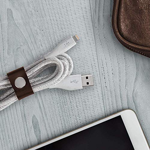 Belkin DuraTek Plus USB Lightning Cable - USB-A Cable with Leather Strap - Ultra-Strong Charging Cable With Flexible Insulation - Compatible with iPhone, iPad, Airpods and More - 6ft/1.8m (Black)