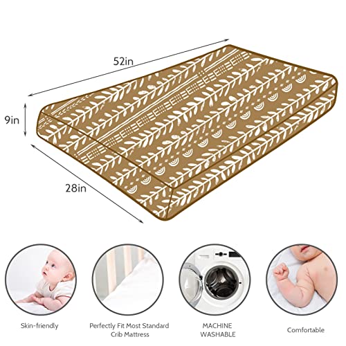 2 Pack Fitted Crib Sheets and Changing Pad Covers for Girl, Soft and Comfortable, Retro Brown Flower