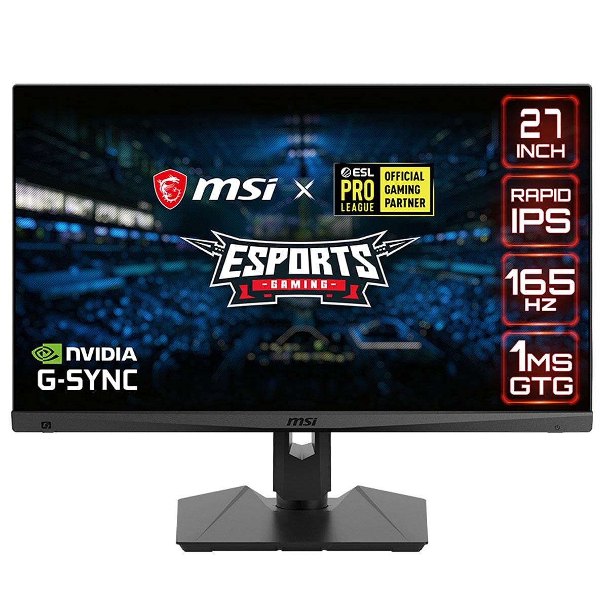 MSI MAG274R2, 27" Gaming Monitor, 1920 x 1080 (FHD), IPS, 1ms, 165Hz, G-Sync Compatible, HDR Ready, HDMI, Displayport, USB Type-C, Tilt, Swivel, Height Adjustable, Pivot