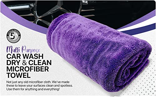 55tech Fast Drying Towels for Cars 31"x20" Car Wash Dry & Clean Microfiber Towel Twist-Loop Pile for Faster One-Pass Vehicle Cleaning Detailing Trucks SUVs Boats Superior Absorbency GSM1600