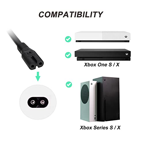 AC Power Cord Compatible with Xbox One S, Xbox One X , Xbox Series X , Xbox Series S Power Cable Replacement