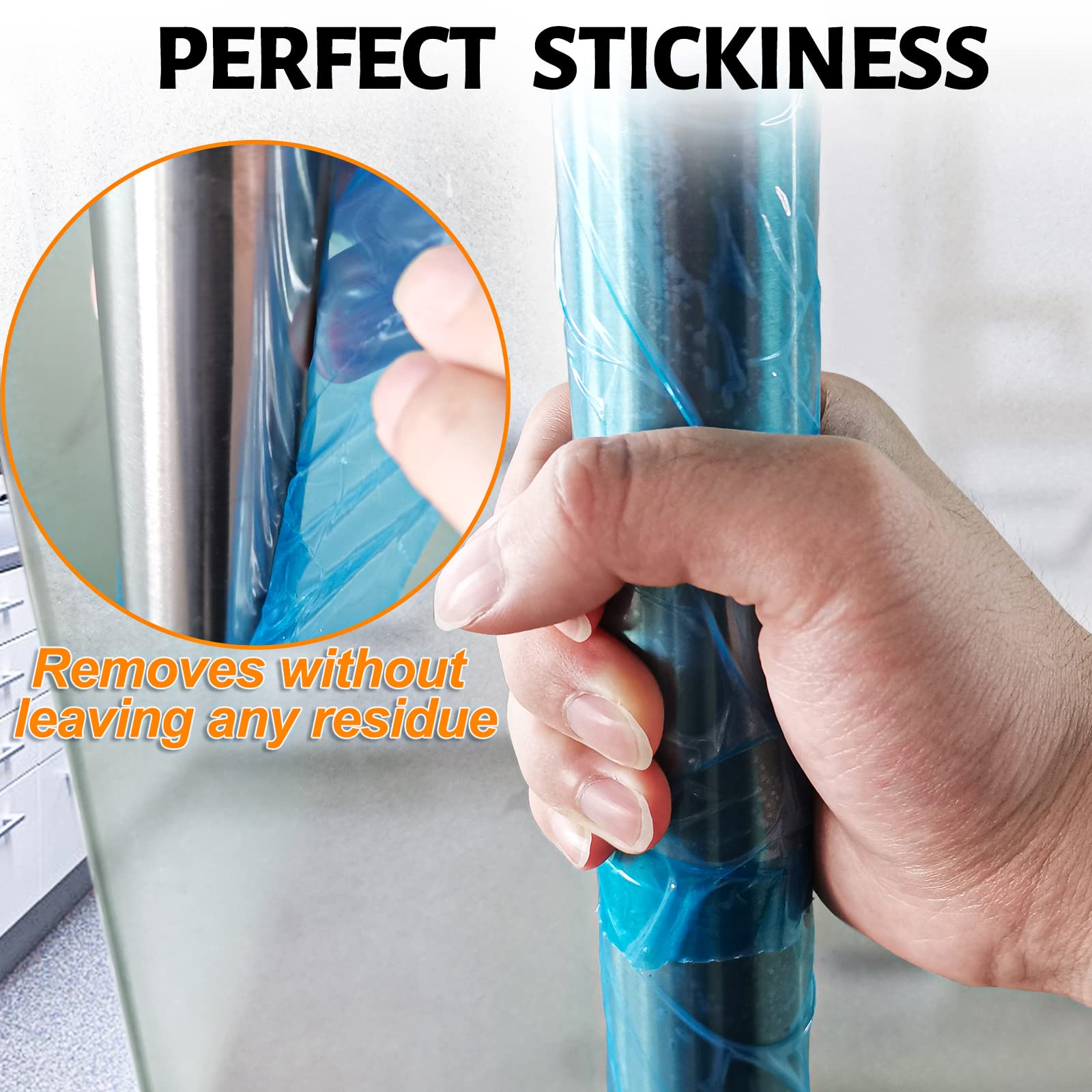 2 Rolls Barrier Film Tattoo Barrier Tape with Dispenser Box, 4" x 6" Dental Plastic Sheets Perforated Protective Pe Film Disposable -1 Roll of 1200 Sheets - Blue