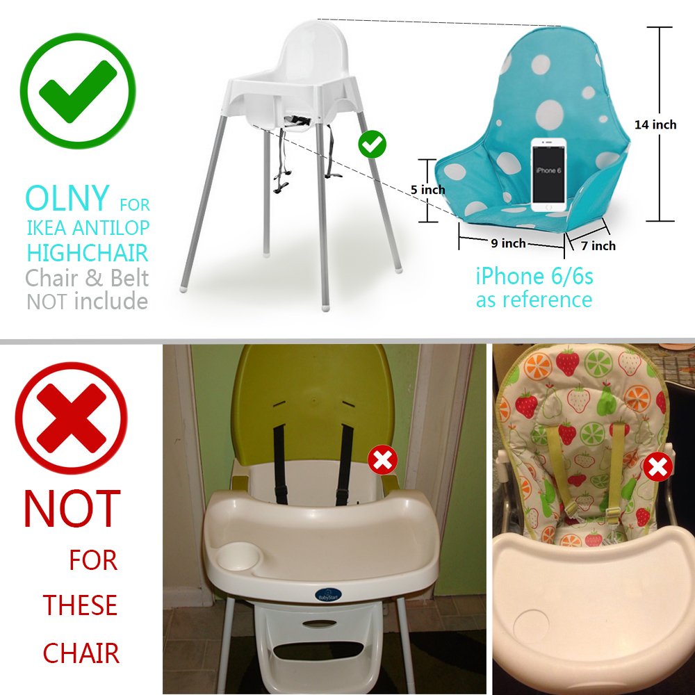 AT Seat Covers Cushion for IKEA Antilop Highchair, Washable Foldable Baby Highchair Cover IKEA Childs Chair Insert Mat Cushion(Blue)