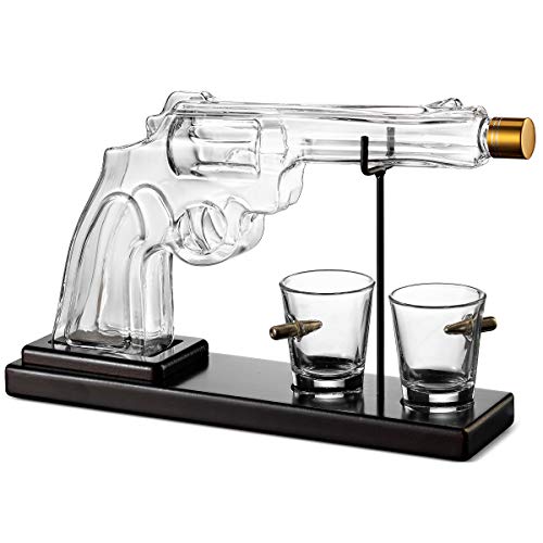 Gifts for Dad, Whiskey Gifts for Men, Whiskey Decanter Bottle and Bullet Shot Glasses, Whiskey Glasses, Decanter Set for Scotch Whiskey Vodka Bourbon