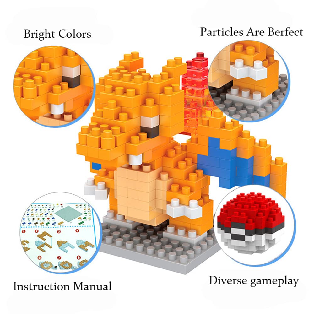 2 Sets 3D Mini Cute Anime Figures Collection Toys Kit Gifts for,Pocket Monster Micro Building Building Blocks Sets for Adults and Kids