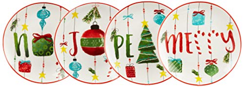 American Atelier Holiday Dinnerware Set – 16-Piece Christmas-Themed Stoneware Dinner Party Collection w/ 4 Dinner Plates, 4 Salad Plates, 4 Bowls & 4 Mugs – Unique Gift Idea for Christmas or Birthday