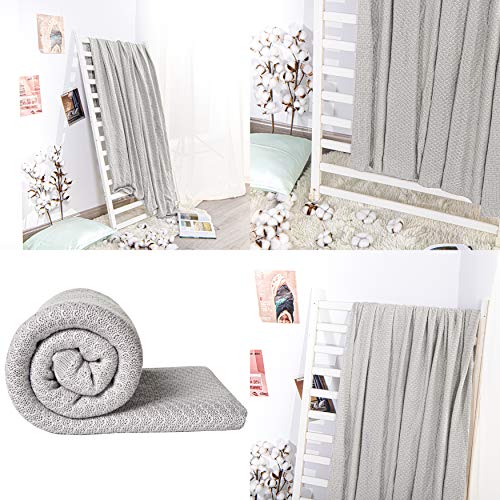 NTBAY Natural Bamboo Cable Knit Throw Blanket, 2.2 lbs Soft and Cooling Touch Bed Blanket, 51x67 Inches, Silver Grey