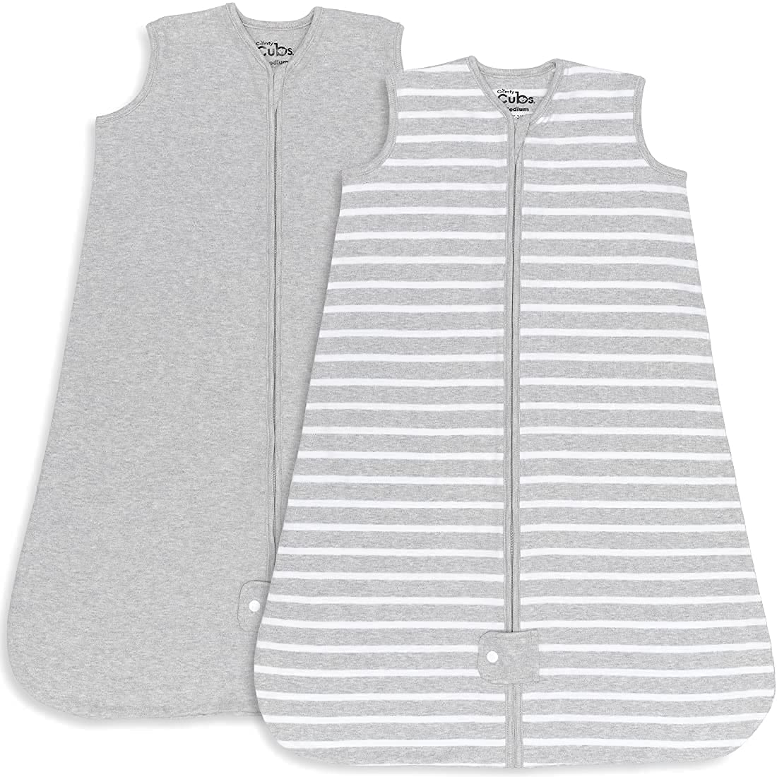 Comfy Cubs Baby Sleep Sack 6-12 Months, Medium - Soft 100% Cotton Wearable Blanket for Babies & Toddlers - Breathable Sleeveless Sleep Bag for Baby with Covered Zipper - Grey