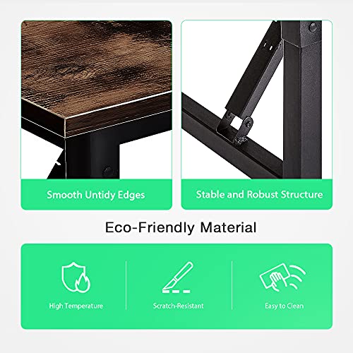 Coral Flower Office Desk 55 inches Folding Table Computer Table Workstation,Rustic Brown