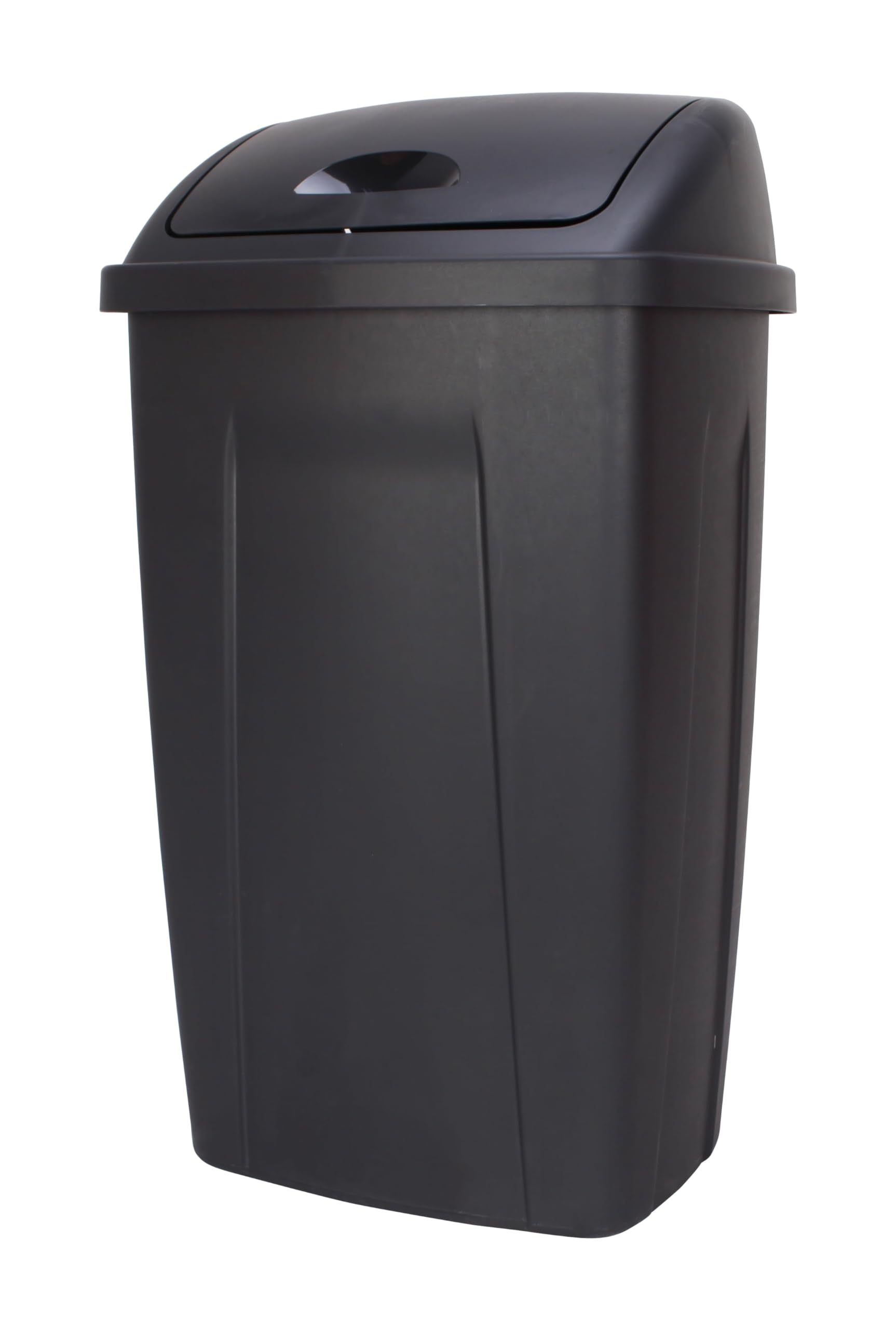13 Gallon Trash Can, Plastic Swing Top Kitchen Garbage Trash Can, Black