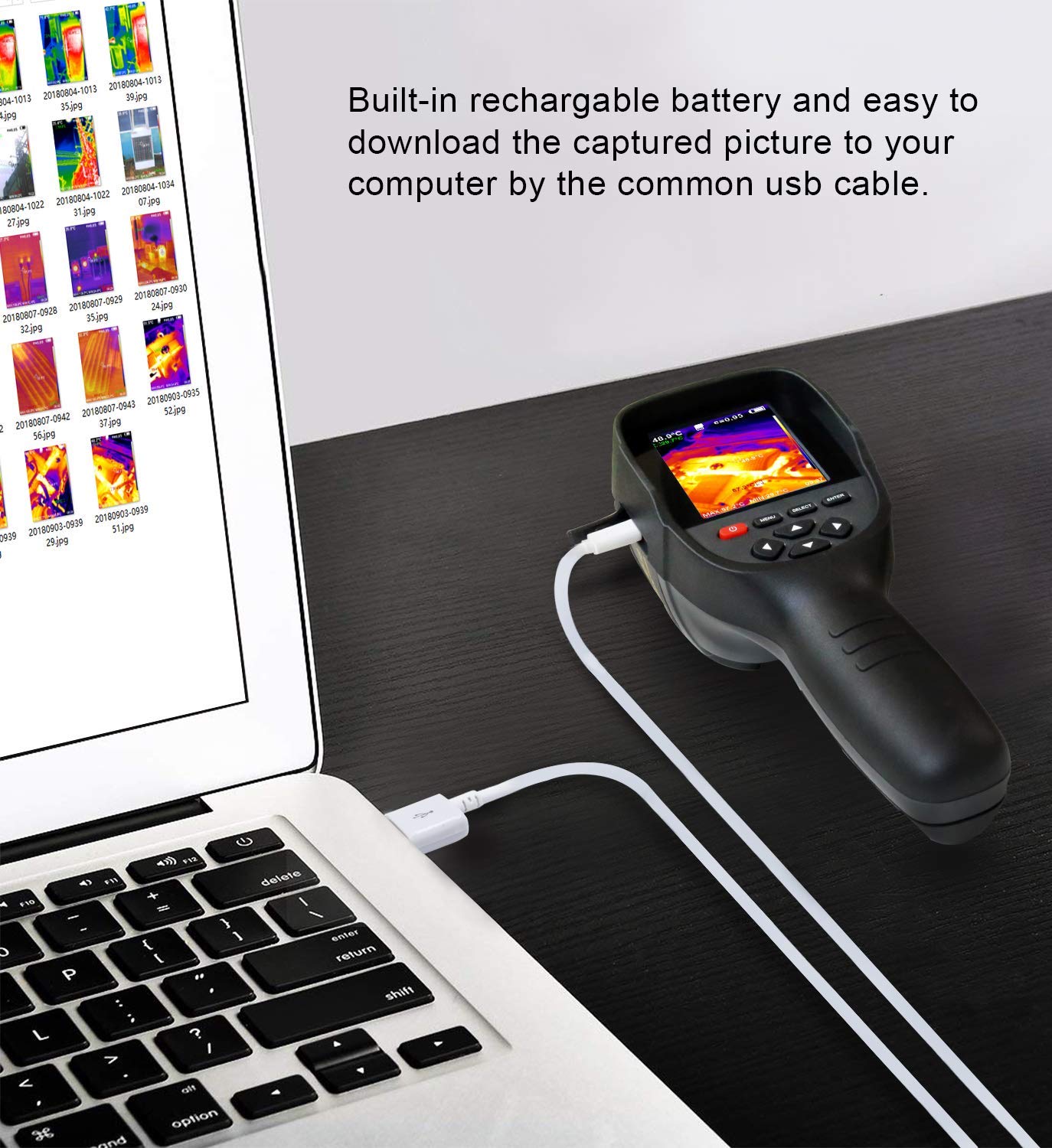 220 x 160 IR Resolution HTI Thermal Imager, Handheld 35200 Pixels Thermal Imaging Camera with 3.2" Color Display Screen(Battery Included)