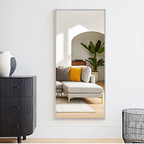MIRUO Full Length Mirror Decor Wall Mounted Mirror Floor Mirror Dressing Mirror Make Up Mirror Bathroom/Bedroom/Living Room/Dining Room/Entry, Silver, 47" x 22"