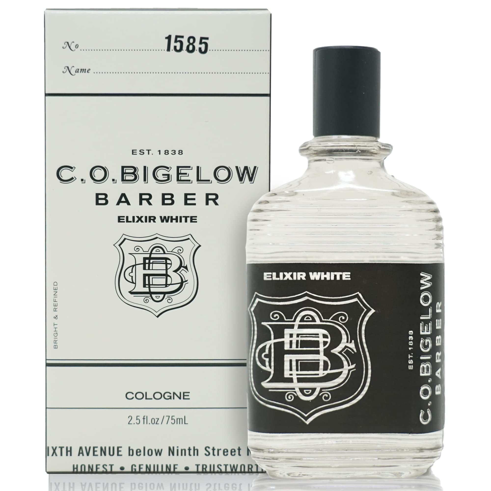 C.O. Bigelow Elixir White Cologne - No. 1585, 2.5 fl oz, Cologne for Men, Modern, Fresh, Refined Clean Citrus & Peppery Wood, Masculine Perfumes for Men