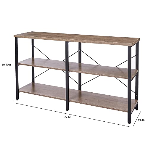 Coral Flower Washed Oak Square Side Shelf for Living Room, Wood and Metal Nightstand,End Table with Storage, Light oak