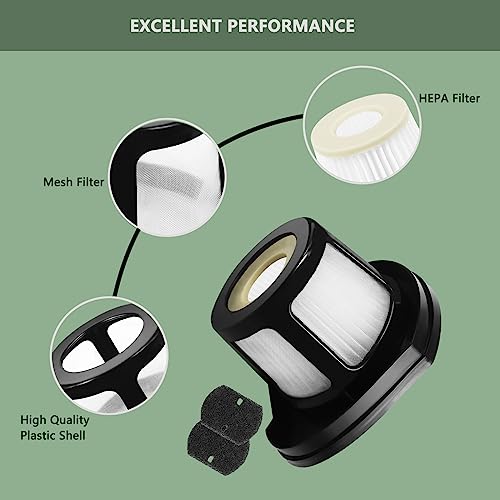2284W Filter Compatible with Bi-ssell Pet Hair Eraser Hand Vacuum 2284W, 2390, 2389, 2390A, Replace Parts for 1614212, 1614203, 1614204, Pack 4 Filter and 8 Foam Filter