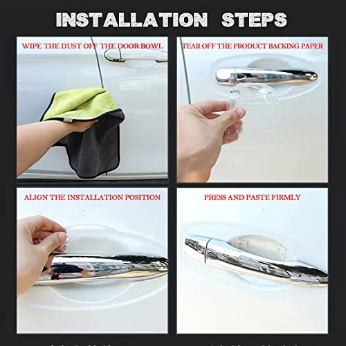 4Pcs 3D Transparent Car Door Bowl Scratch Protector, Universal Waterproof Anti-Scratch Paint Invisible Protection Film for Most Models