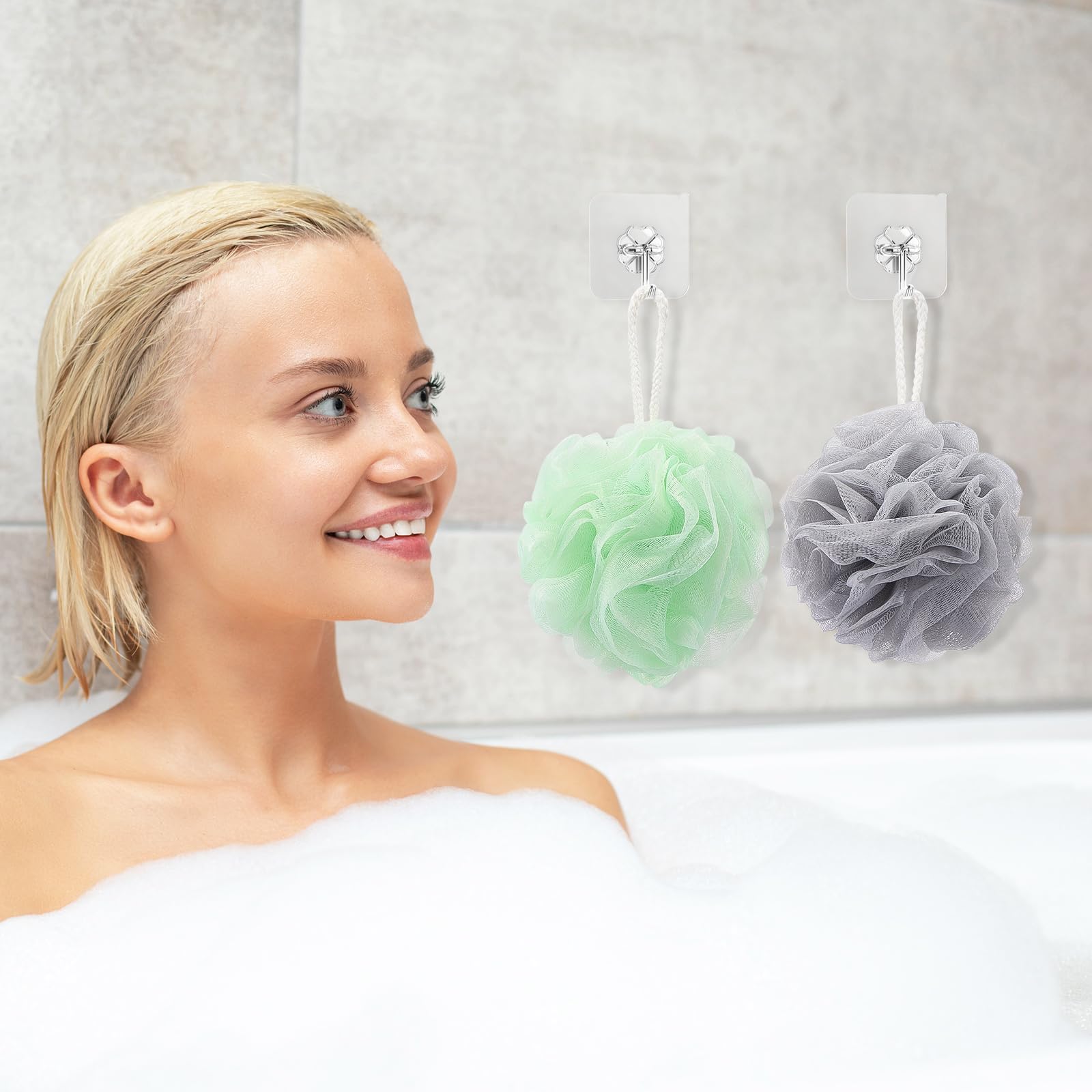 8 Small Mesh Pouf Bath Sponge - Mesh Loofah Body Exfoliating Shower Ball Shower Sponge