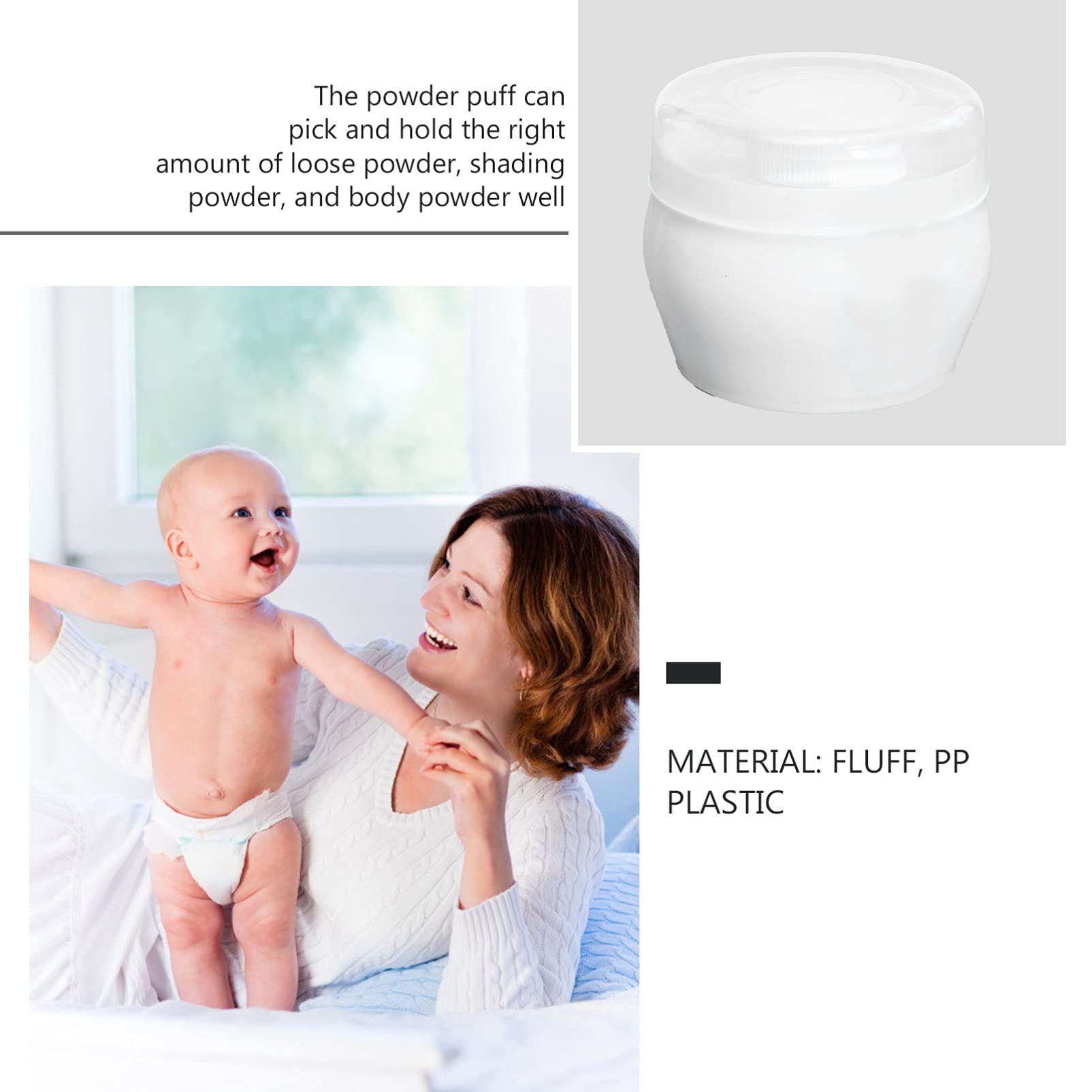 2 Sets Powder Puff Soft Face Body Powder Puff Sponge Box Case Comfortable After Shower Powder Puff Cosmetic Container for Newborn Use White